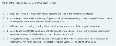 Solved Which Of The Following Statements Are True About Chegg