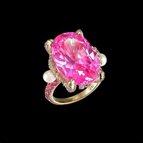 Rose Mermaid Ring Mermaid Ring Freshwater Cultured Pearls Pink Sapphire