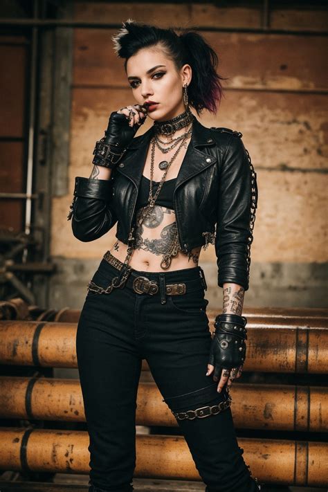 A Rebellious Punk Girl Stands Image Created By Skltnc Tensorart