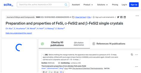 Preparation And Properties Of Fesi α Fesi2 And β Fesi2 Single Crystals