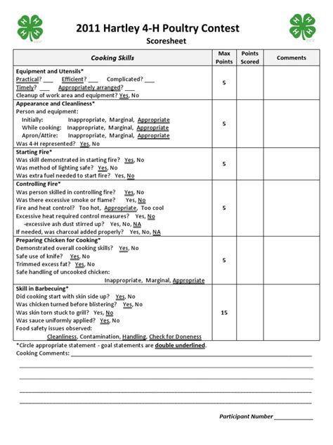 Printable Bbq Score Sheet