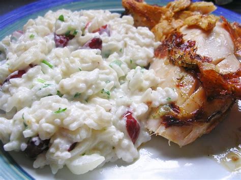 Pine Nut Risotto With Roasted Chicken In Olive Oil With Pepper