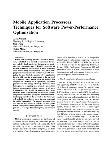 Pdf Mobile Application Processors Techniques For Software Power