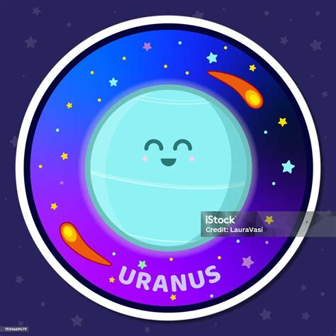 Cute Solar System Sticker Uranus Stock Illustration Download Image