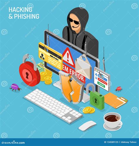 hacker activity isometric concept stock vector illustration of cyber
