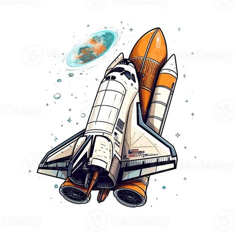 Cartoon Rocket Space Ship Take Off Isolated Vector Illustration Spaceship Icon Logo