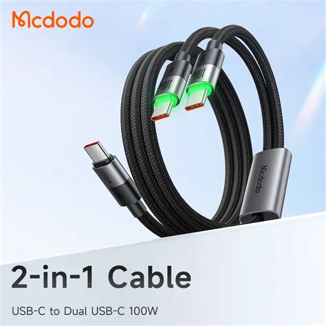 Mcdodo Ca 674 1 5m Type C To Dual Type C 100w 2 In 1 Cable Cme Distribution Sdn Bhd