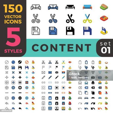 콘텐츠 관리 웹 모바일 Ui 벡터 아이콘 세트 선형에 평면 아이소메트릭 스타일 개요 5 2d 및 3d 개체의 소프트웨어 및 웹사이트 기호를 입력합니다 응용 프로그램 사용자