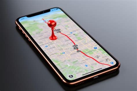 premium photo mobile mapping 3d render of smartphone with red map pointer
