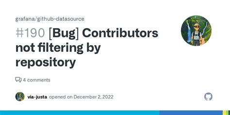 Bug Contributors Not Filtering By Repository · Issue 190 · Grafanagithub Datasource · Github