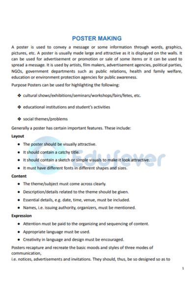 Cbse Class 12 English Poster Writing Pdf