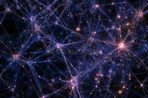 Neural Network Concept Glowing Nodes Interconnected Lines Dark Space Stock Photos - Free ...