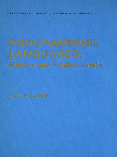Sammet Programming Languages History And Fundamentals Pdf