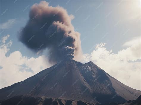Premium Photo Ai Generated Illustration Of A Majestic Volcano Wispy