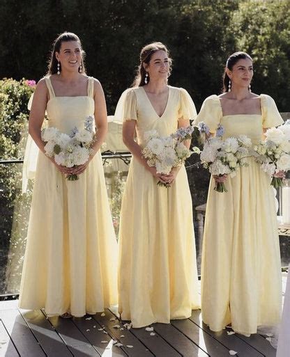 Pastel Yellow Chiffon Long Bridesmaid Dresses Ltp3296 Laylatailor Shop