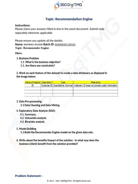 10 Recommendation Engine Problem Statement Pdf Computing