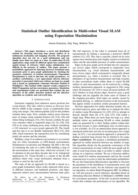 Pdf Statistical Outlier Identification In Multi Robot Visual Slam