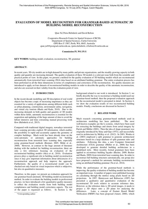 Pdf Evaluation Of Model Recognition For Grammar Based Automatic 3d Building Model Reconstruction