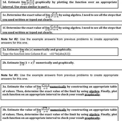 1d Estimate Lim Lim A 6 Graphically By Plotting The
