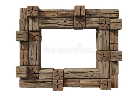 Rectangular Frame Made Of Stacked Wooden Beams Each Beam Stock