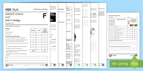 AQA GCSE Separate Science Ecology Foundation Assessment Pack