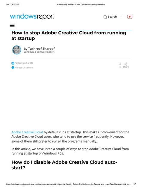 How To Stop Adobe Creative Cloud From Running At Startup Pdf Windows Registry Computing