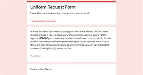 Uniform Request Form