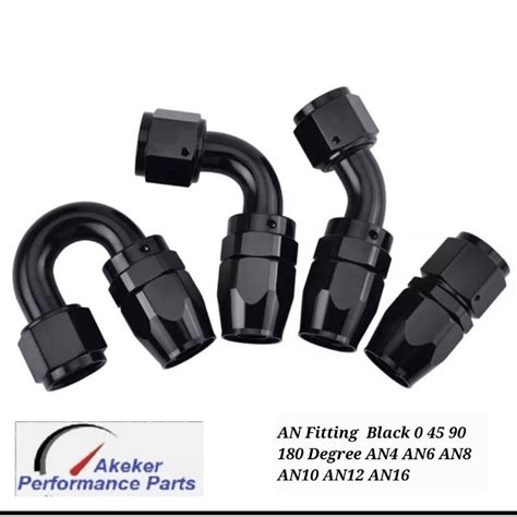 Ak72 An Fitting Black 0 45 90 180 Degree An4 An6 An8 An10 An12 หัวฟิตติ
