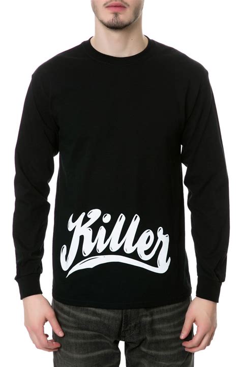Kill Brand The Killer Cursive Ls Tee In Black Kibm Cursive Lstee Blk