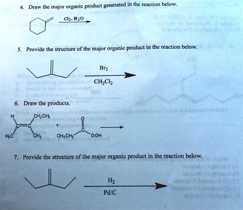 SOLVED: Draw the major organic product generated in the rcaction below. Clz. Hz0 Provide the ...