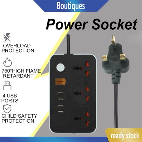 Usb Ports Power Strip Universal Power Socket Extension With Surge Protector Adapter Socket