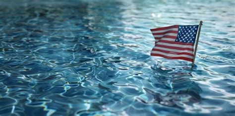 American Flag Floating On The Water Premium Ai Generated Image