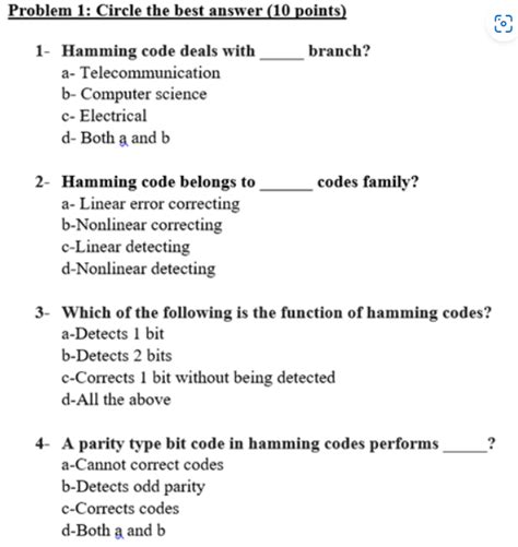 Solved Problem 1 Circle The Best Answer 10 Points 1 Chegg Com