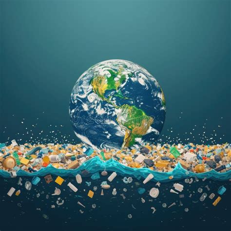 Earth Surrounded By Various Plastic Waste Items Highlighting The Issue