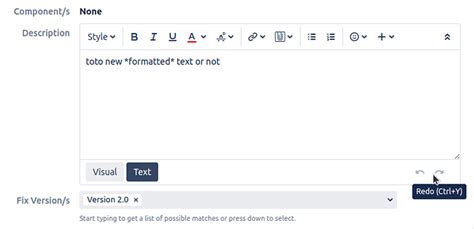 jira description field shows value only in text mode and not in visual