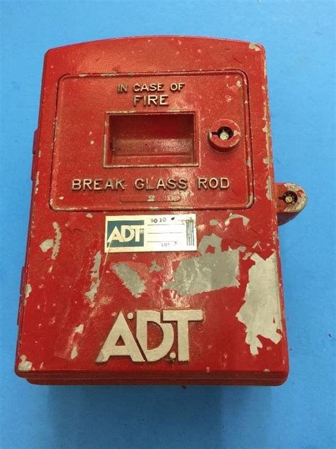 Vintage Adt Cast Fire Alarm 5010 Red Square Antique E20 1821446655