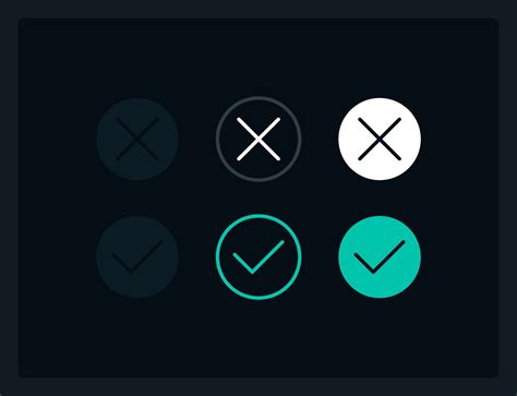 Close And Confirm Button States Ui Elements Kit Isolated Vector Components Flat Navigation
