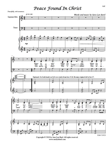 Peace Found In Christ Sat Pdf Sheet Music Sara Lyn Baril