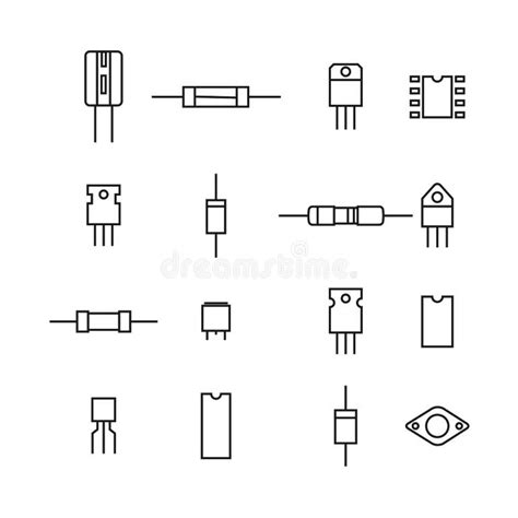 Electronic And Radio Components From Thin Line Vector Illustration Stock Vector Illustration