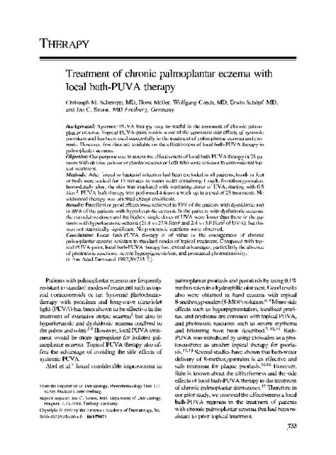 Pdf Treatment Of Chronic Palmoplantar Eczema With Local Bath Puva Therapy