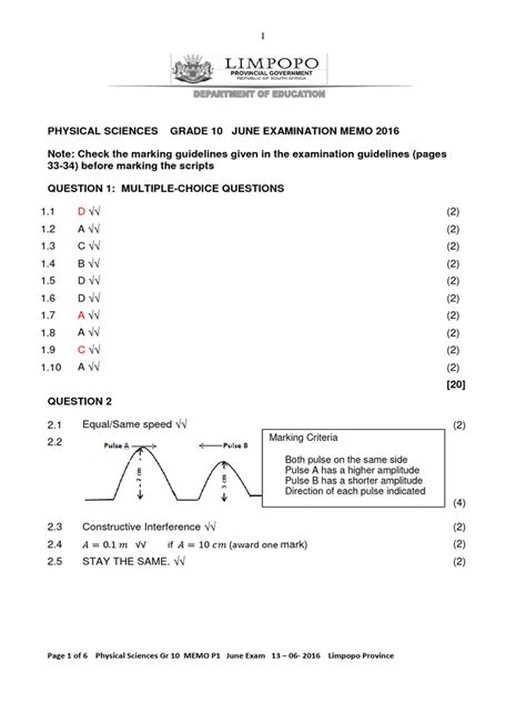 Grade 10 Phys Memop1 2016 Mid Year Prov 1 Pdf Voltage Electrodynamics
