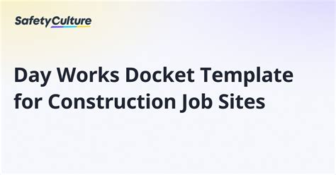 Day Works Docket Template For Construction Job Sites Free Template