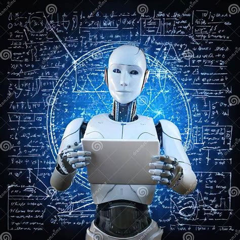 3d rendering humanoid robot using tablet computer with mathematical