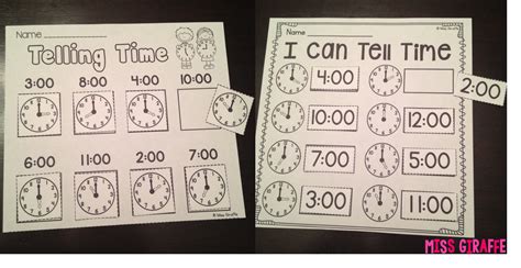 Miss Giraffe S Class Telling Time In First Grade