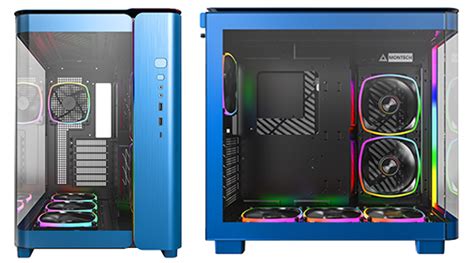 Montech King 95 Pro Blue Mid Tower Tg Dual Chamber Pc Case Inc 10 Fan