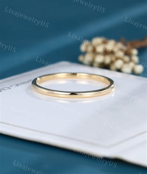 Simple Wedding Band Solid Gold Yellow Gold Wedding Band Vintage Wedding