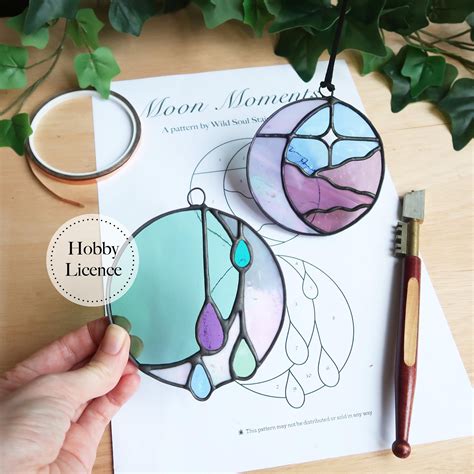 Moon Stained Glass Pattern Diy Moon Phase Decor Digital Download