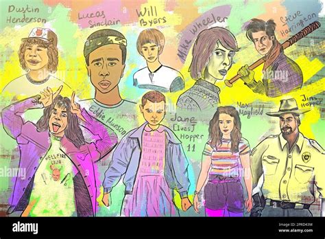 Colored Pencil Drawing Characters From The Sci Fy Tv Show Stranger