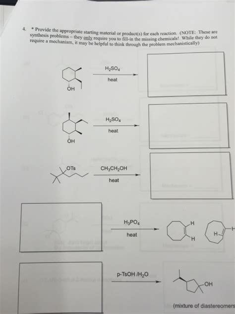 Solved Provide The Appropriate Starting Material Or Product