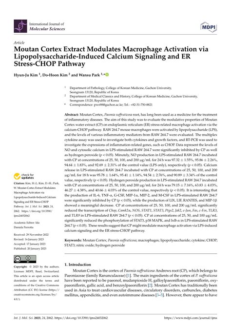 Pdf Moutan Cortex Extract Modulates Macrophage Activation Via Lipopolysaccharide Induced